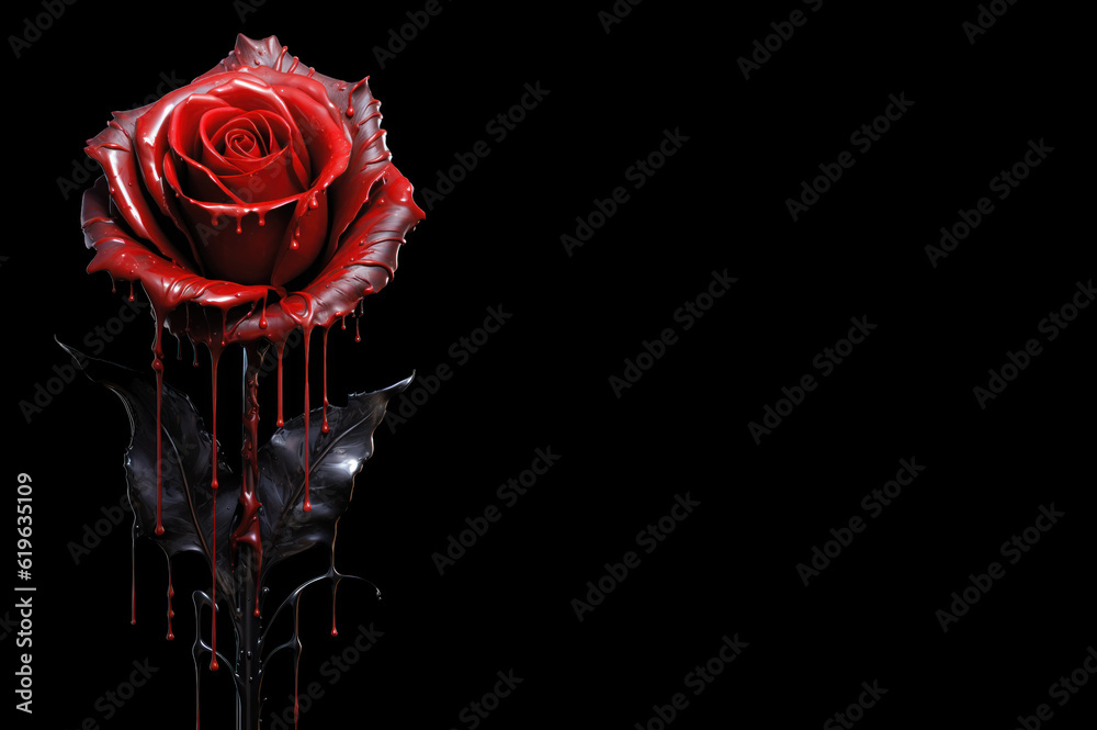 Dripping Rose created with Generative AI technology Stock Illustration ...