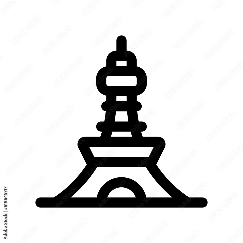 Editable tower, communication vector icon. Landmark, monument, building ...