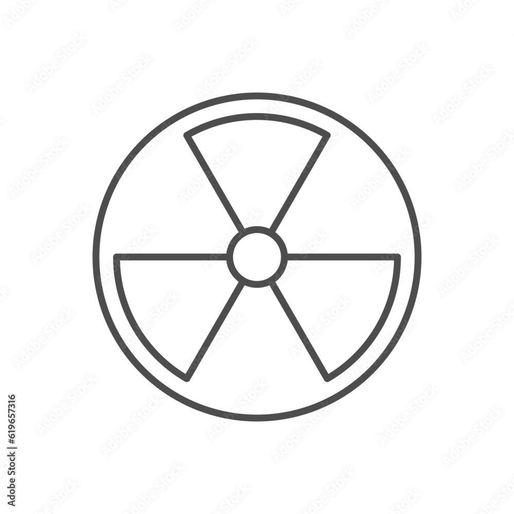 Radiation sign related vector linear icon. Nuclear energy icon. Atomic ...