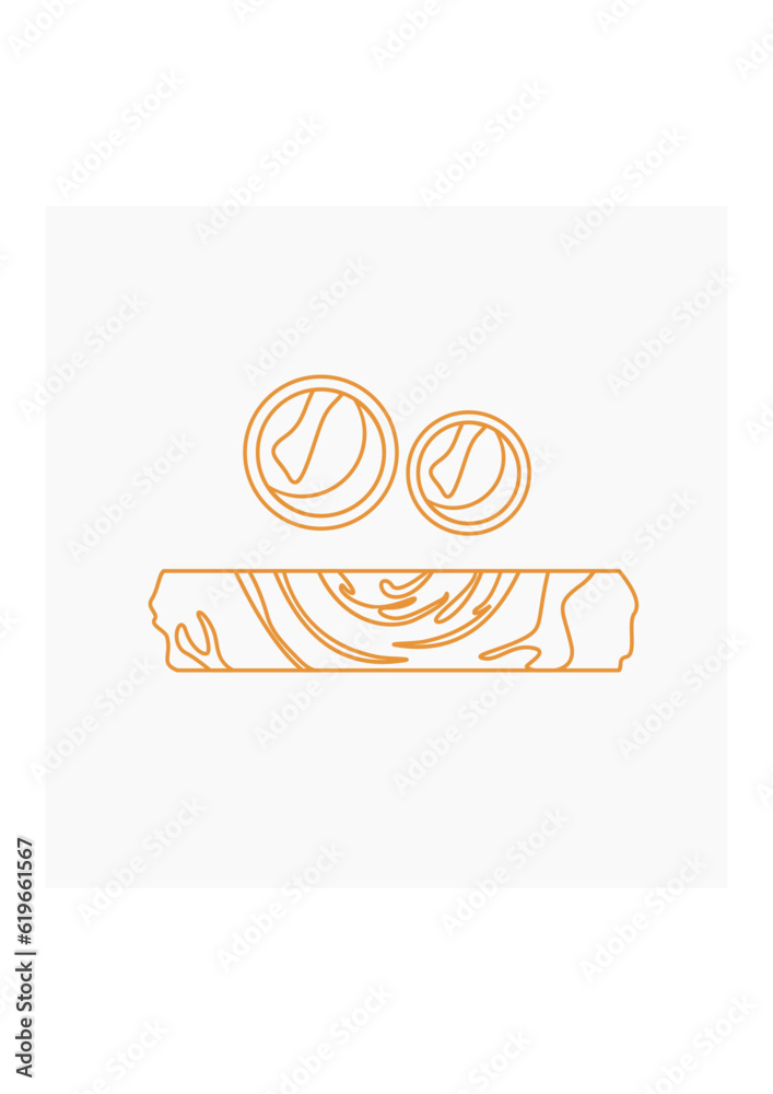 Editable Outline Style Top View Indian Masala Dosa With Chutney and ...