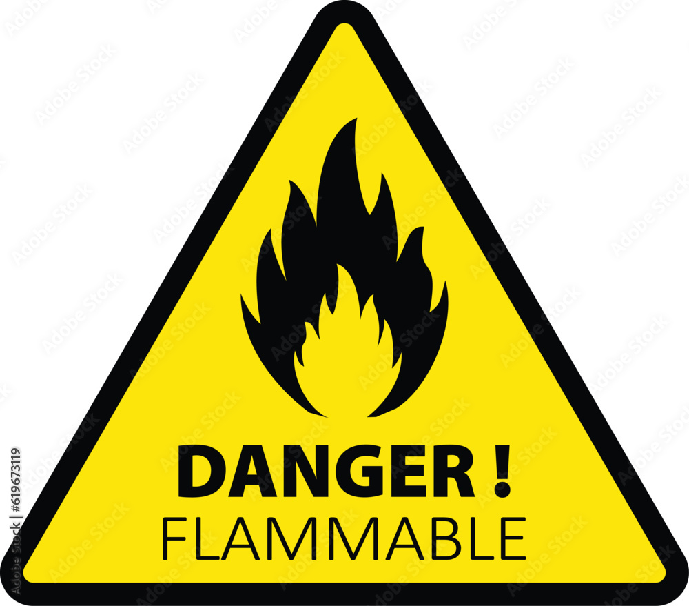 Vector de Stock Danger flammable substances. Fire warning sign in ...