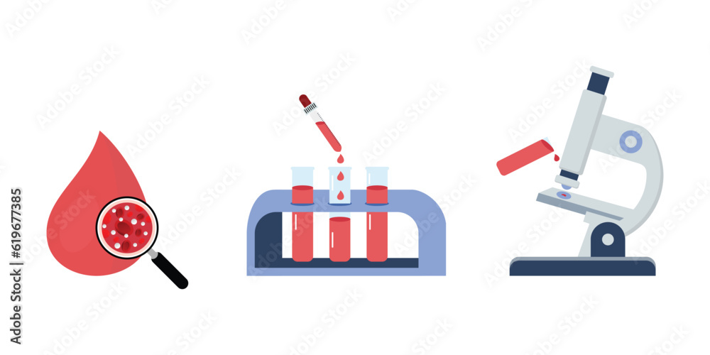 Medical blood analysis in test tubes. Microscope. Biochemistry research ...
