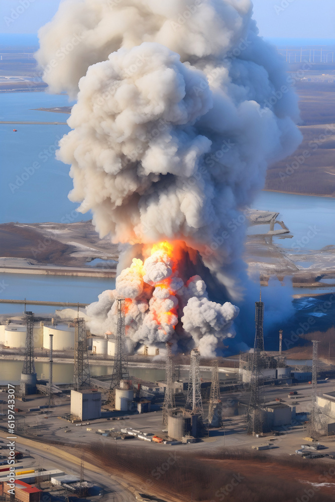 nuclear fear, incidente alla centrale nucleare Stock Illustration ...