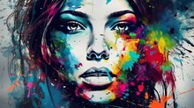 Paint Splashed Woman's Face Free Stock Photo - Public Domain Pictures