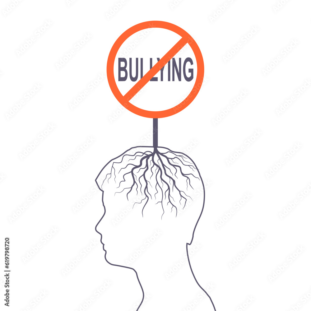 Stop Bullying Road Sign Rooted in Human Head. Stop Bullying and Child ...