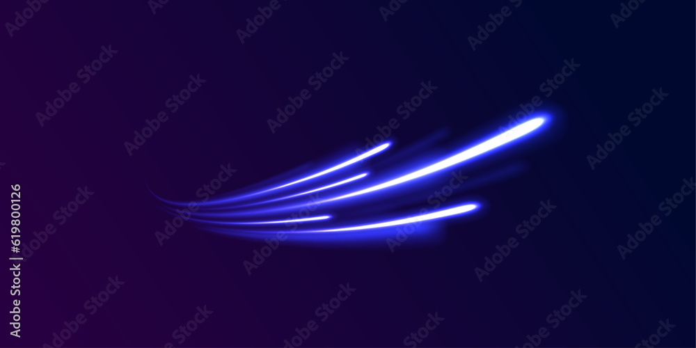 Lines in the shape of a comet against a dark background. Illustration ...