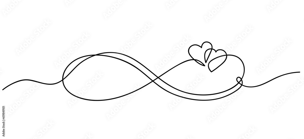 Infinity love icon. Continuous line art drawing Heart and Infinity ...