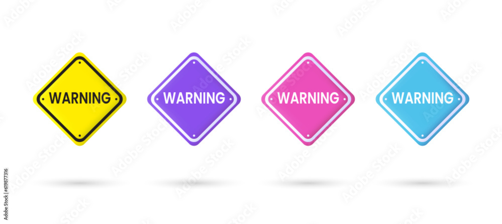 3d editable illustration warning sign purple, pink and blue, 3d, vector ...