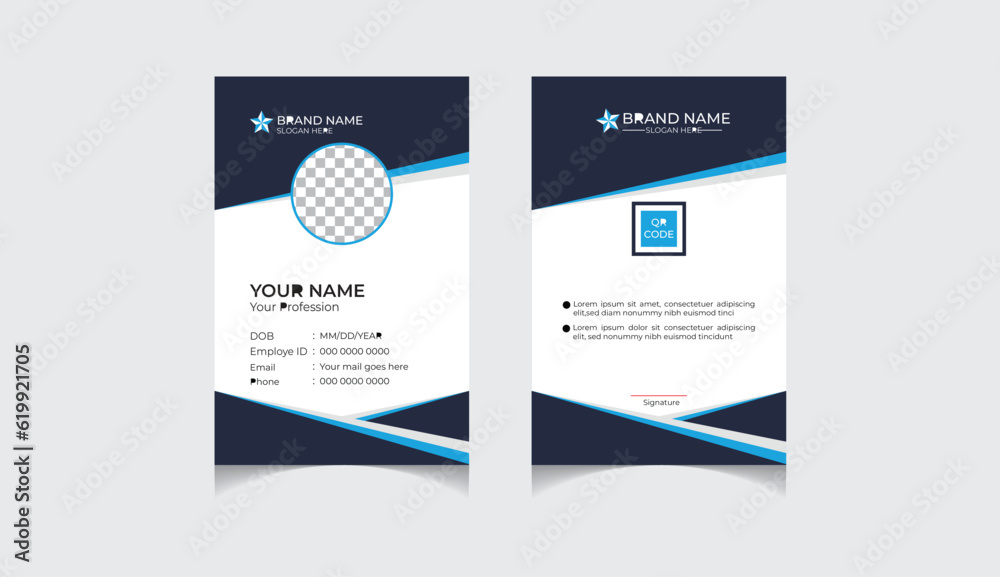 Professional Id card design In vertical layout. 素材庫向量圖 | Adobe Stock