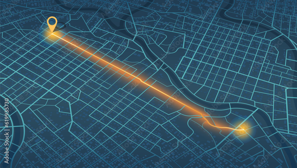 Location tracks dashboard. City street road. City streets and blocks ...