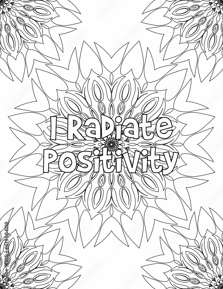 Stock-Illustration „Motivational Quote Coloring Pages, Mandala Coloring ...