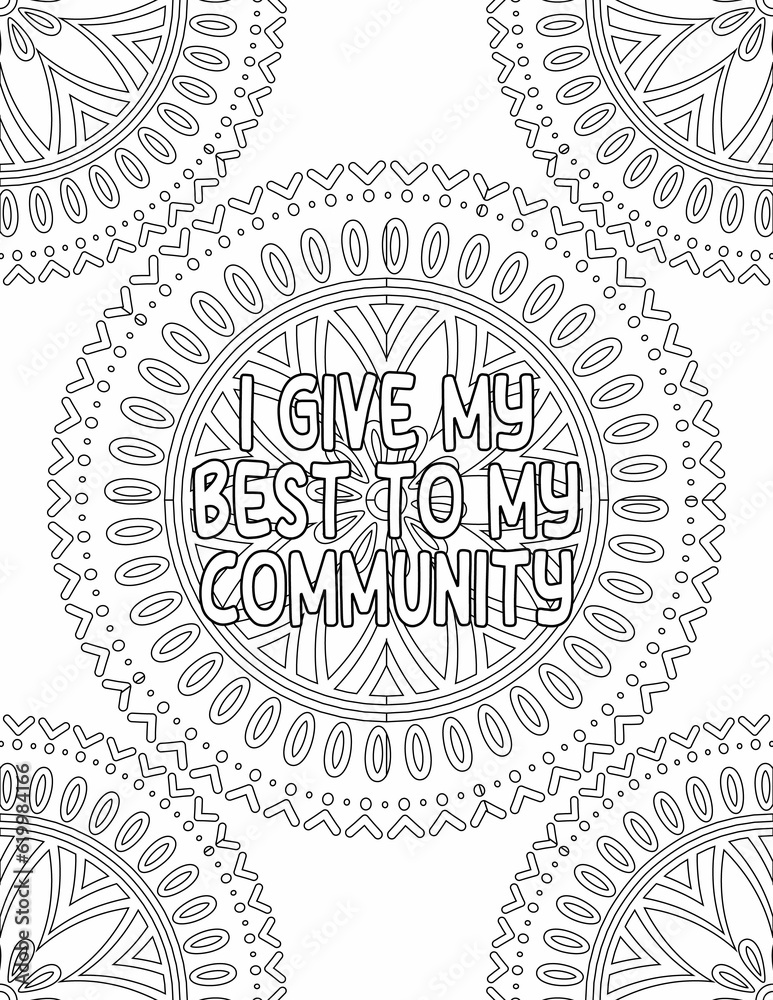 Motivational Quote Coloring Pages, Mandala Coloring sheet for Self ...