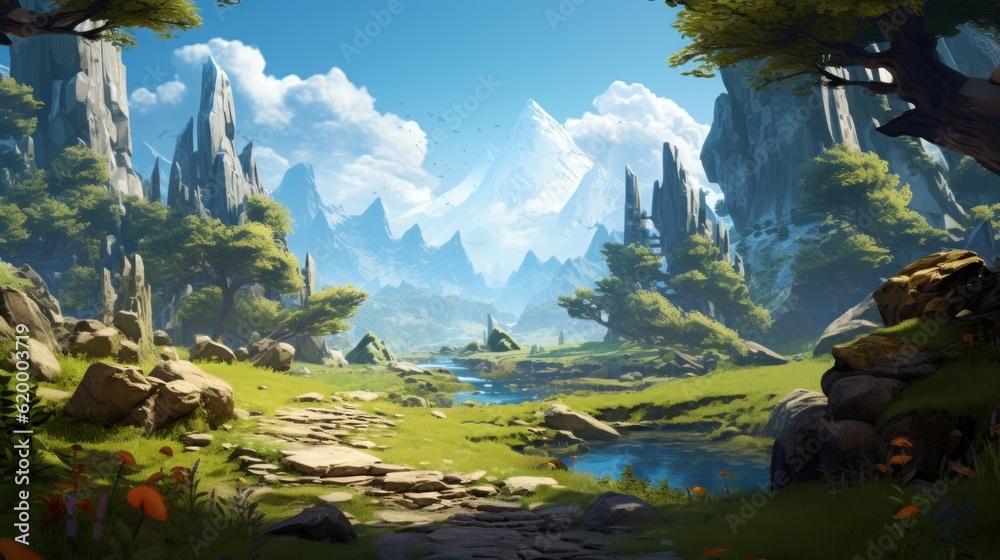 MMORPG Game Art Environment Stock Illustration | Adobe Stock