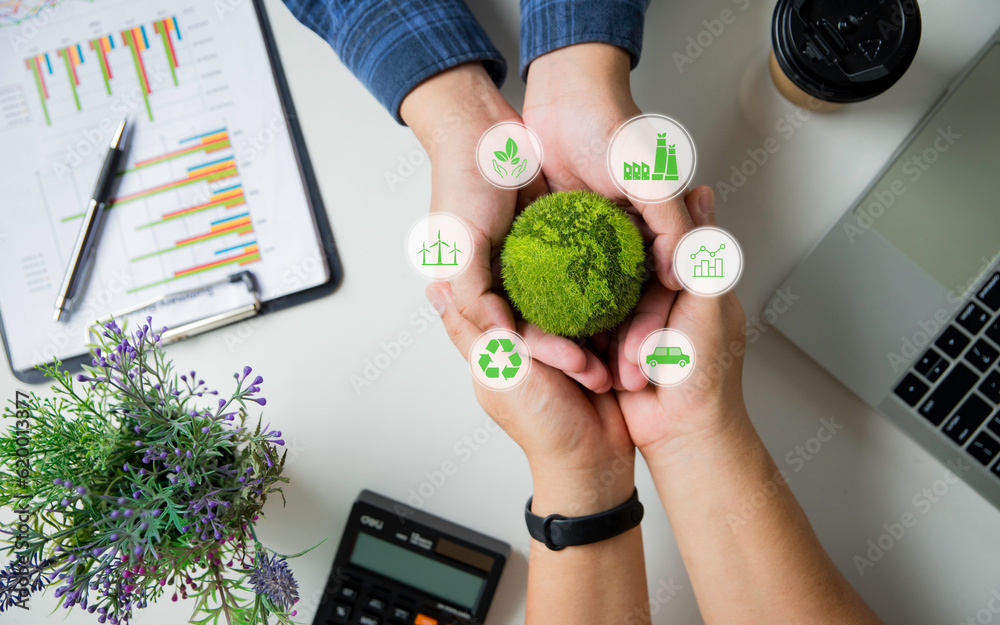 Foto usiness people working as a team carbon neutral and net zero ...
