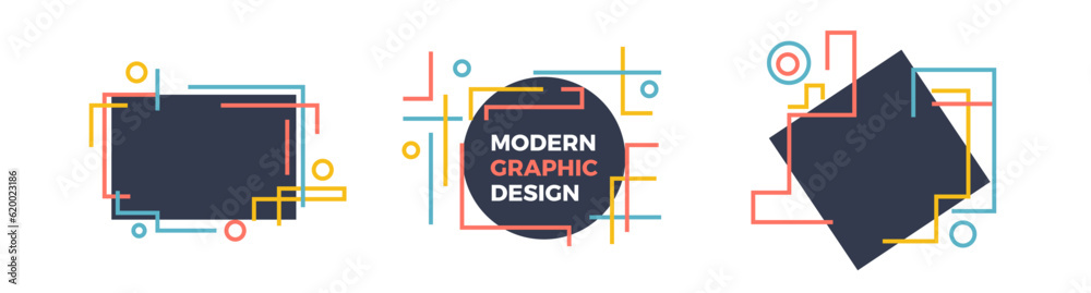 Modern graphic design text boxes. Set of abstract vector art ...