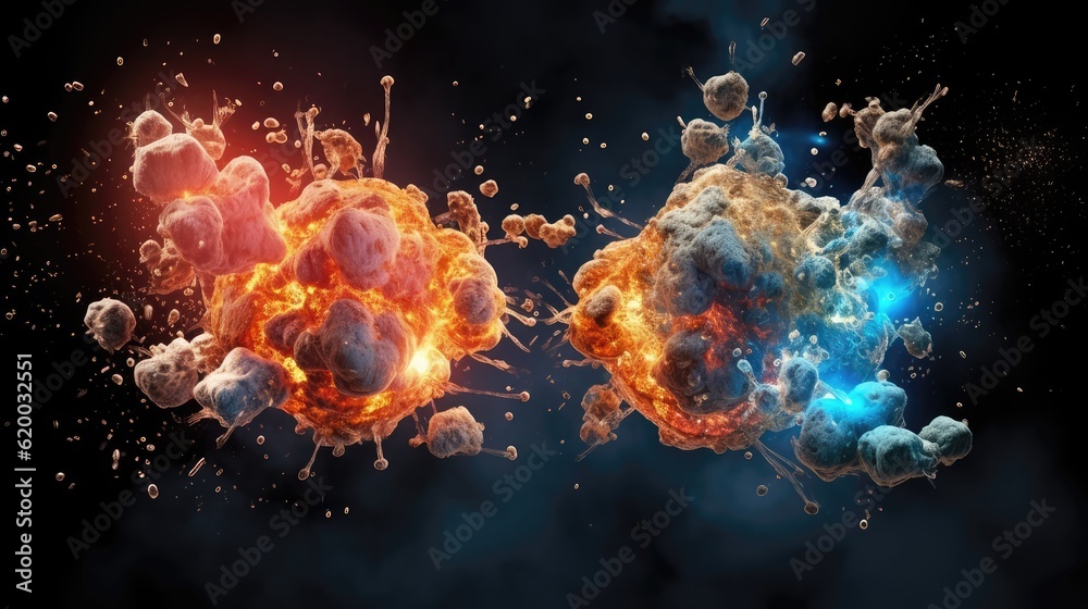 Nuclear fusion. Two atomic nuclei collide to form a single, heavier ...