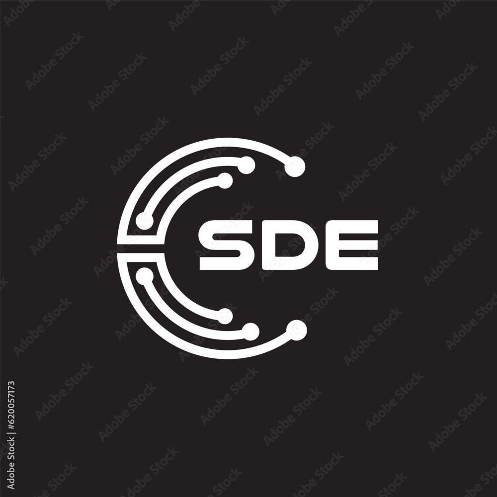 SDE letter technology logo design on black background. SDE creative ...
