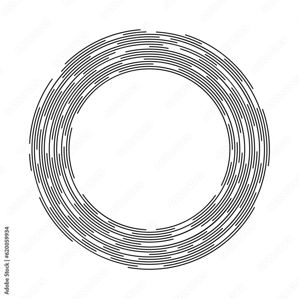 Concentric segments of circles. Lines following a circle path. Design ...