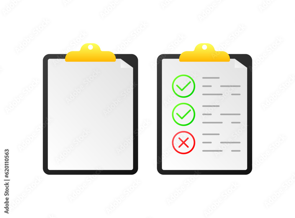 Check list. Flat, color, checklist template, checklist points. Vector ...