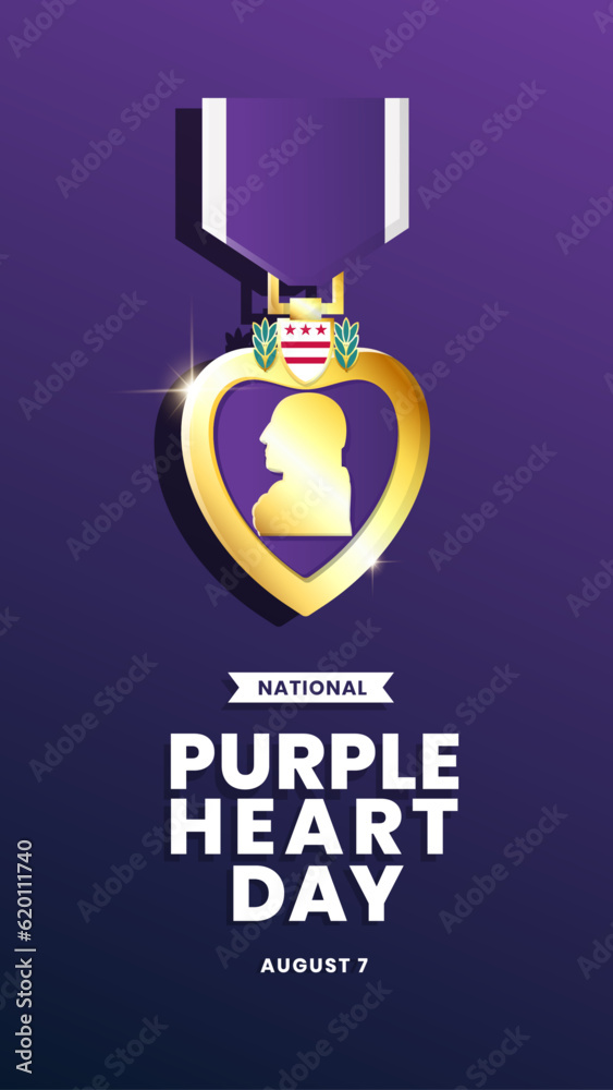Purple Heart Day Wallpaper Banner Social Media Post Design Template ...