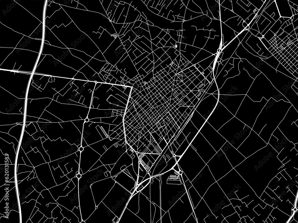 Vector road map of the city of Villarreal in Spain on a black ...