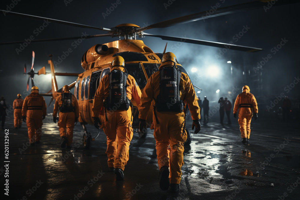 Emergency medical helicopter airlifting a critically injured patient ...