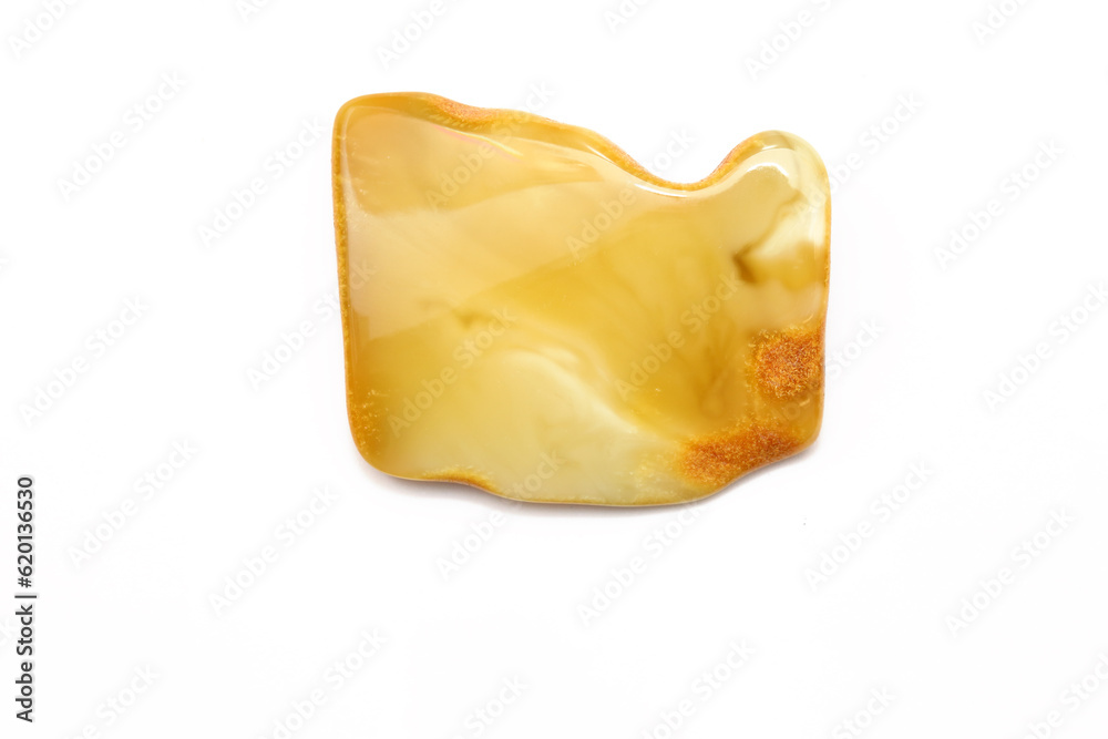 Matte amber on the white background. Sun stone. Fossil fossilized resin ...