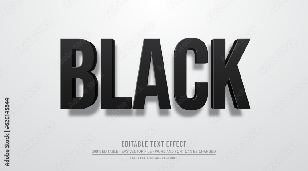 Editable text effect black mock up Stock Vector | Adobe Stock
