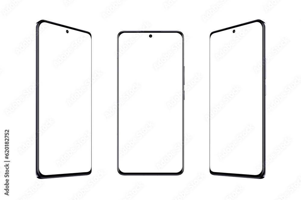Modern smart phone with thin and round edges with transparent screen ...