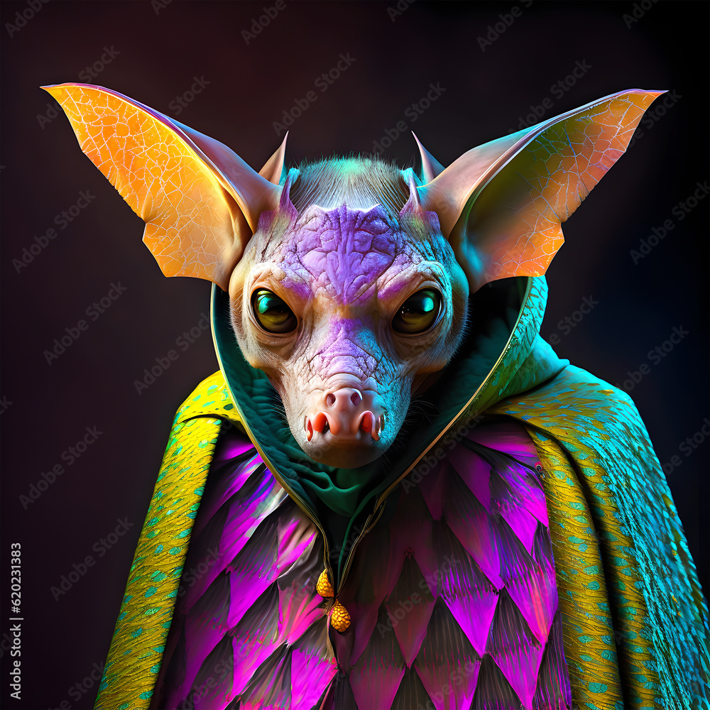 Realistic lifelike bat bird in fluorescent electric highlighters ultra ...
