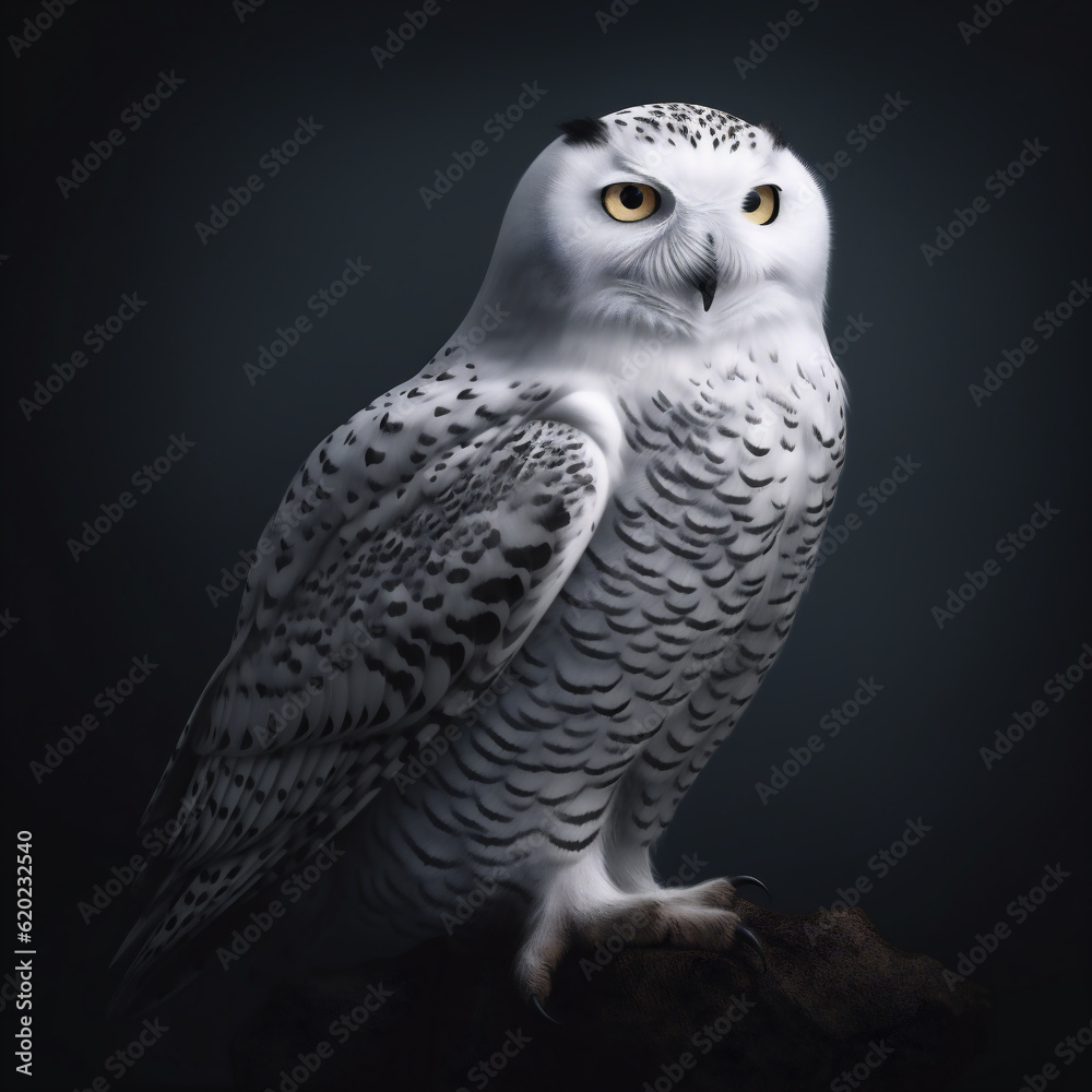 Stunning Arctic Snowy Owl (Bubo scandiacus) Illuminated by Studio ...