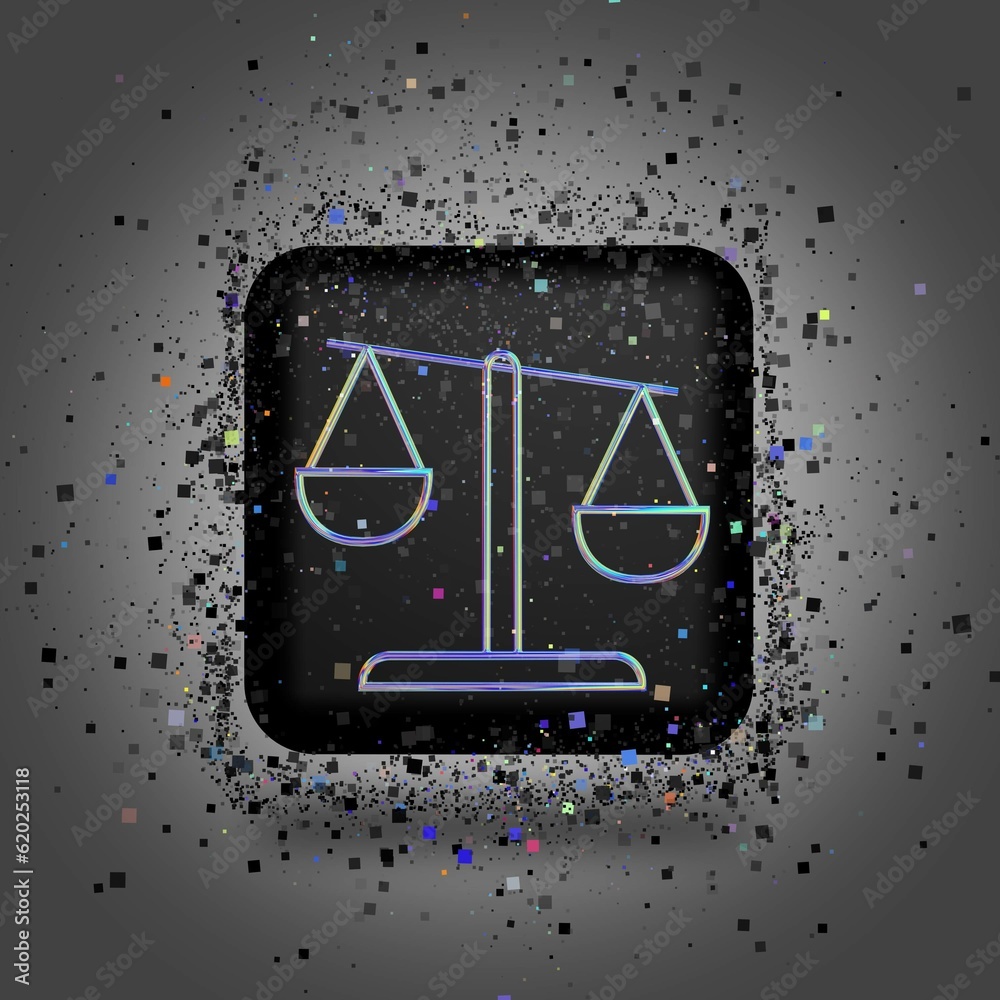 The libra icon. A square 3d symbol in the form of a holographic image ...