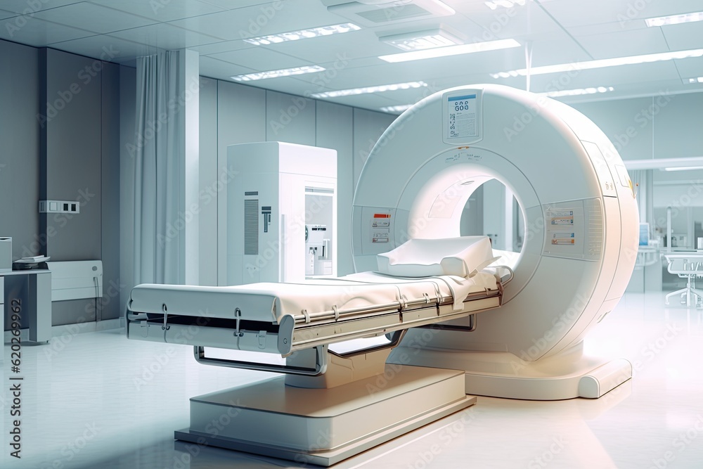 CT Scan, Medical CT or MRI Scan with a patient in the modern hospital ...