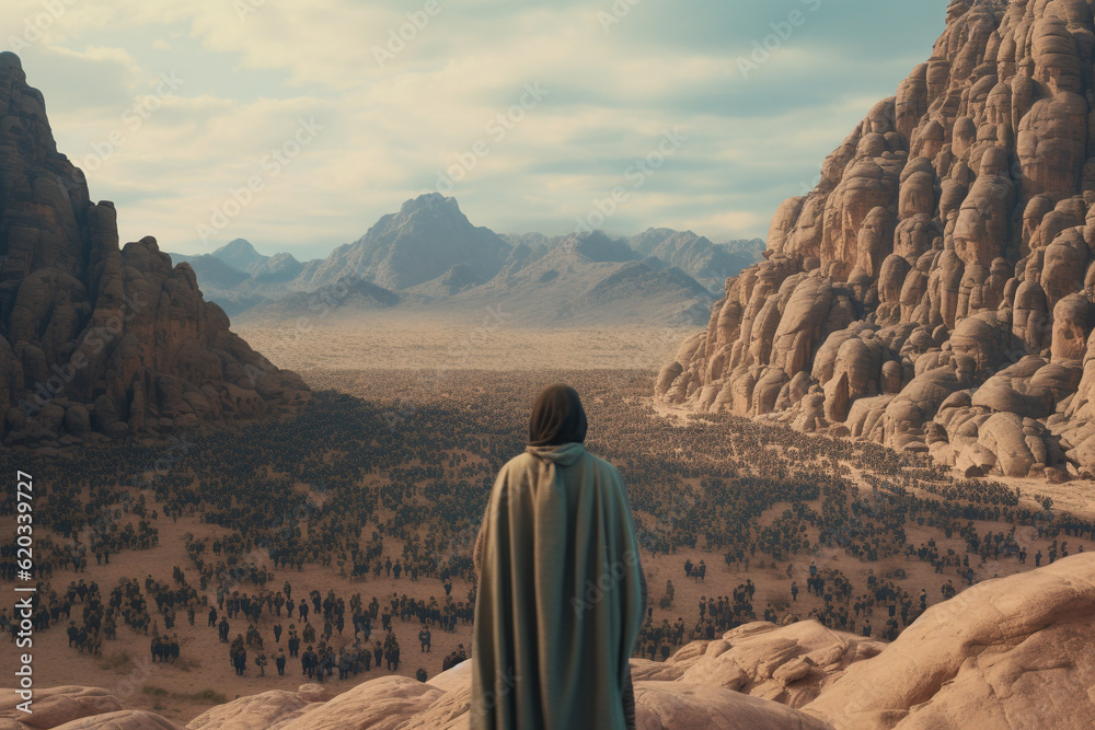 Moses leads the Jews through the desert, Moses led his people to the ...