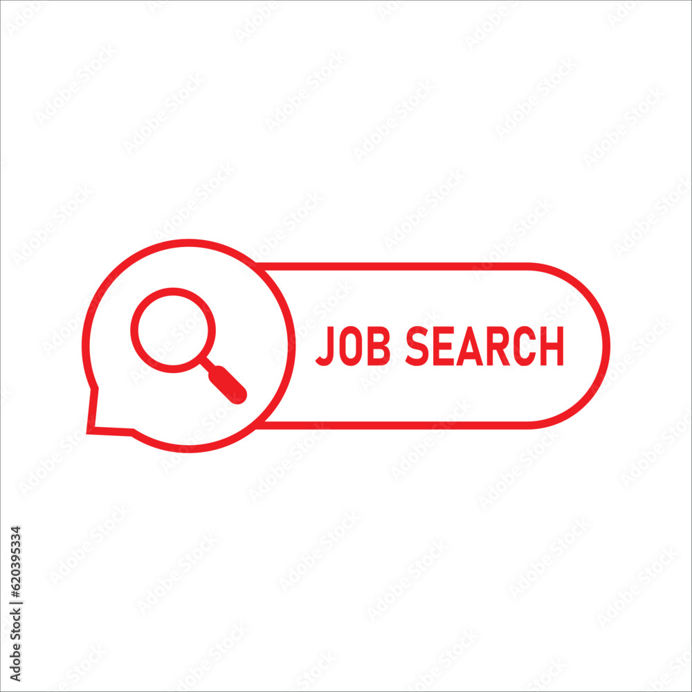 red thin line job search button. concept of find digital cv or resume ...