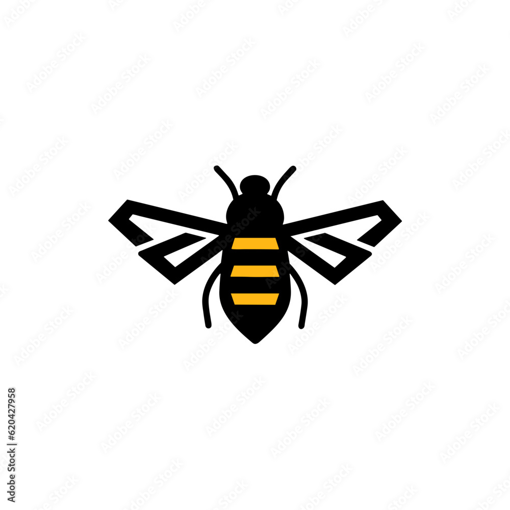 Geometric Bee Logo Illustration. Black and yellow isolated on white ...