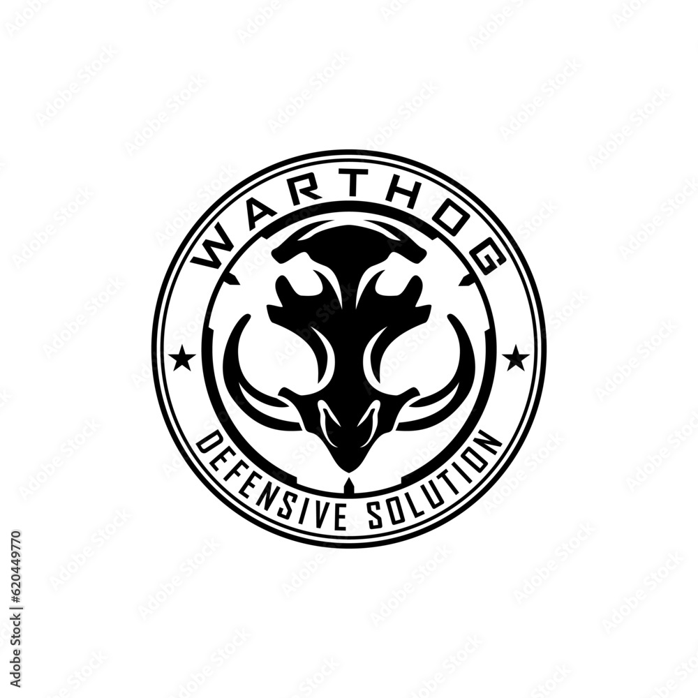 warthog Skull Head. warthog military black and white logo design ...