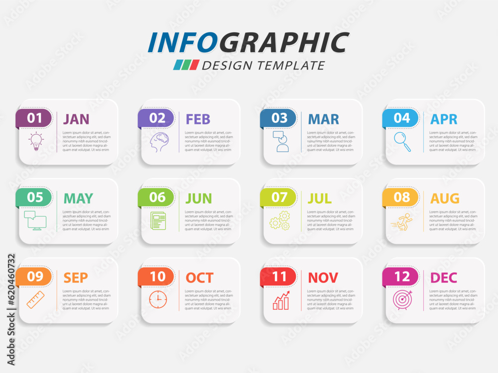 Timeline Creator infographic template. 12 months timeline journey, 1 ...