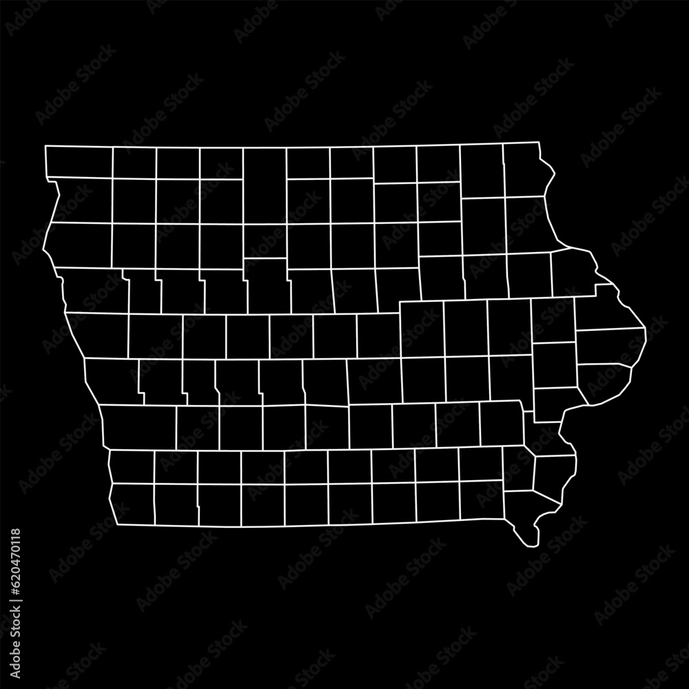 Iowa state map with counties. Vector illustration. Stock Vector | Adobe ...