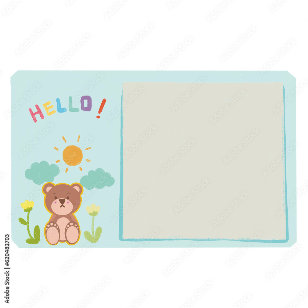 Teddy bear template for note and diary Stock Illustration | Adobe Stock