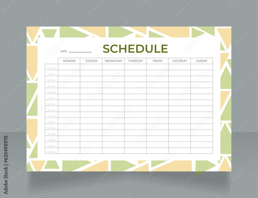 Music school schedule worksheet design template. Printable goal setting ...