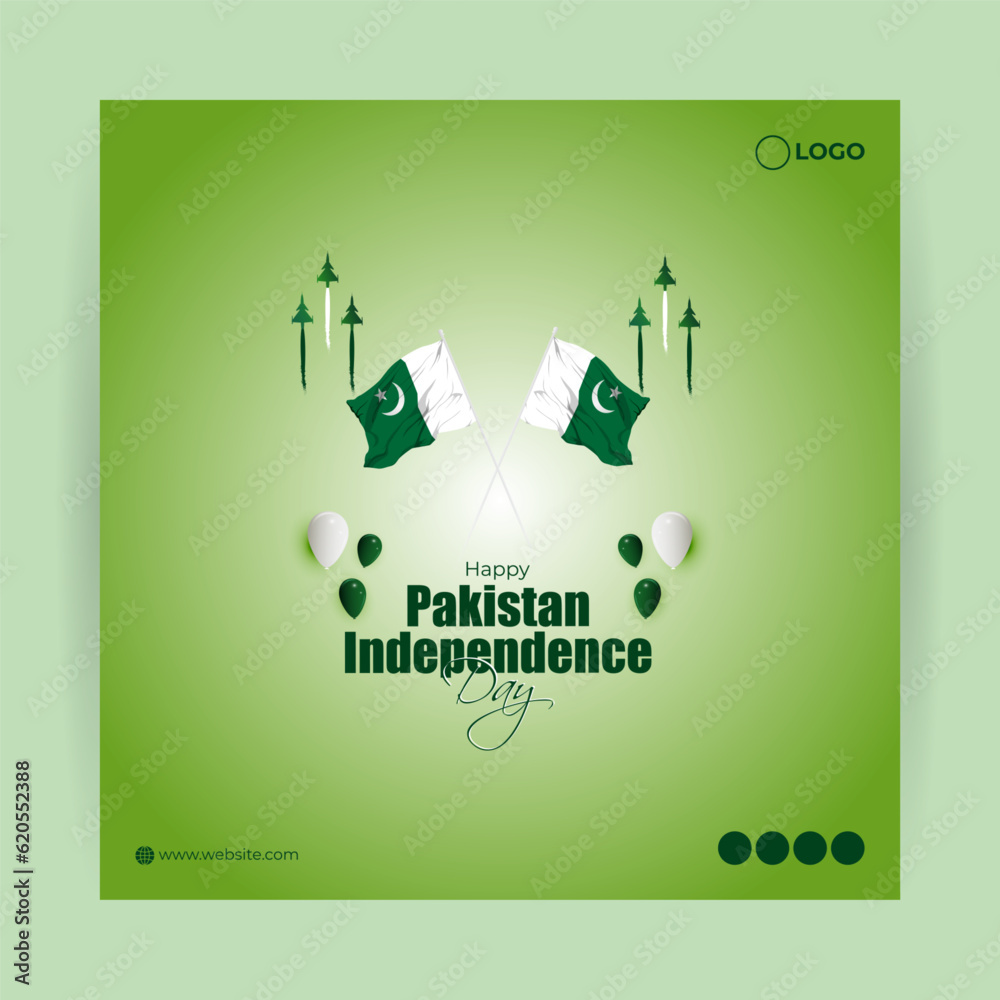 Vector illustration of Happy Pakistan Independence Day social media ...
