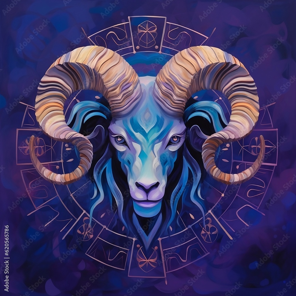 Magical zodiac sign Aries (The Ram), astrology horoscope calendar ...