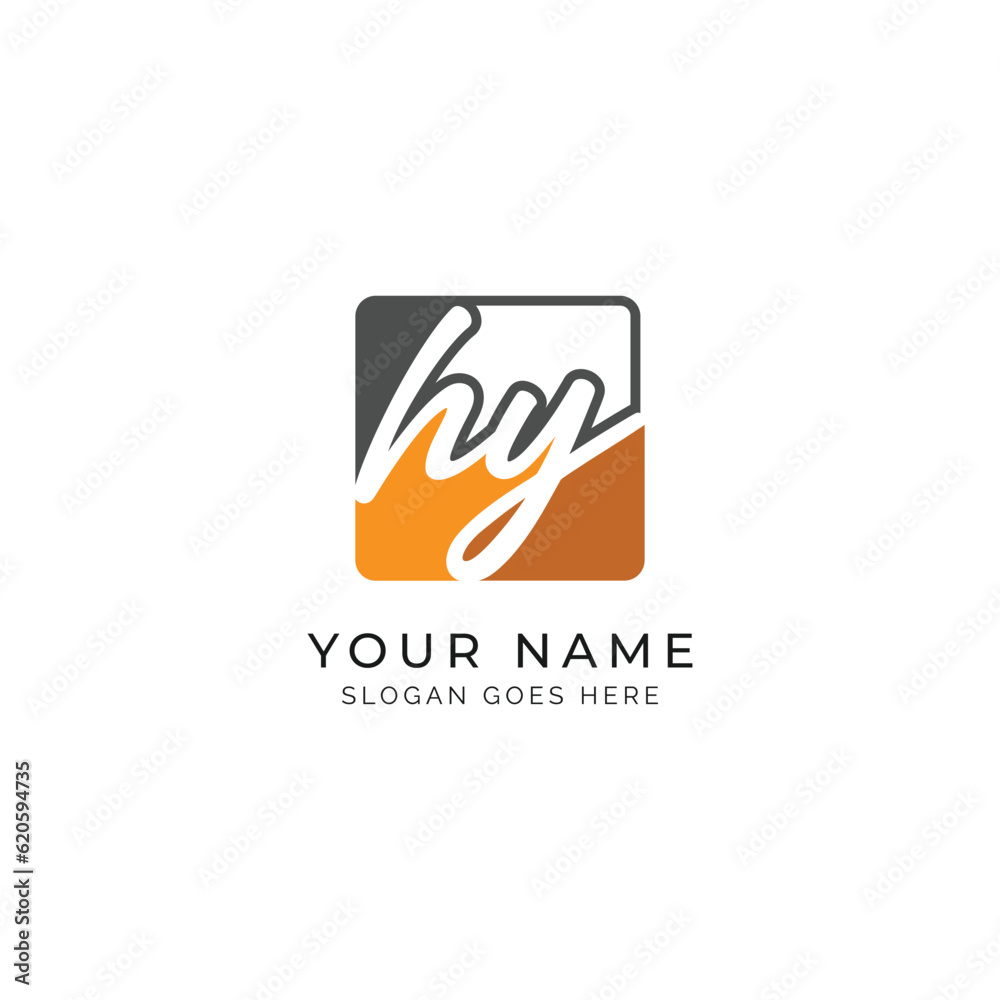 H, Y, HY Initial letter handwritten and signature vector image template ...