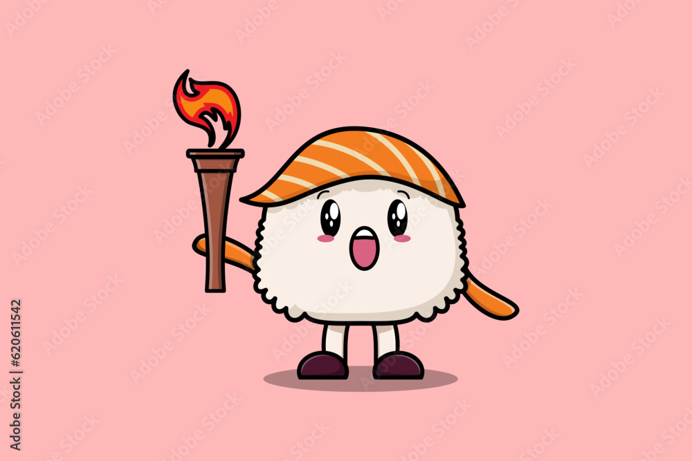 kawaii Sushi cartoon character with different expressions cartoon face ...