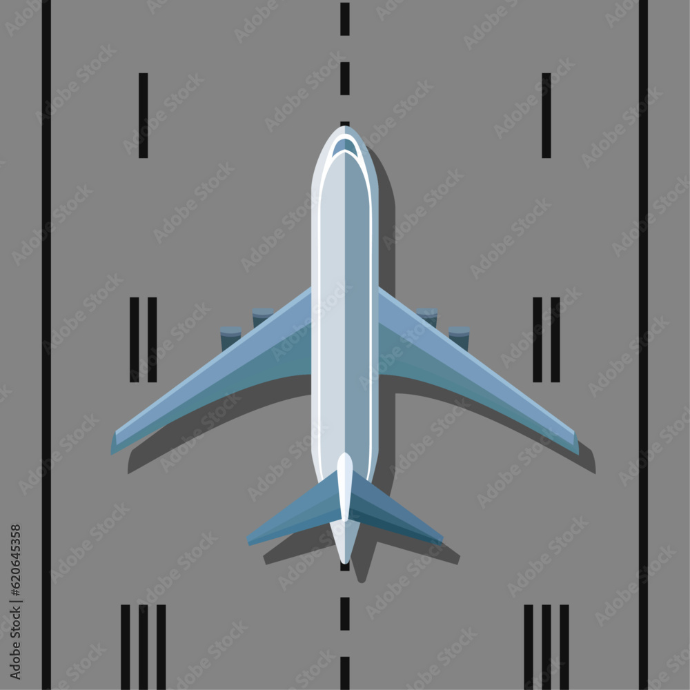 Passenger Commercial Airplane top view flat style vector illustration ...
