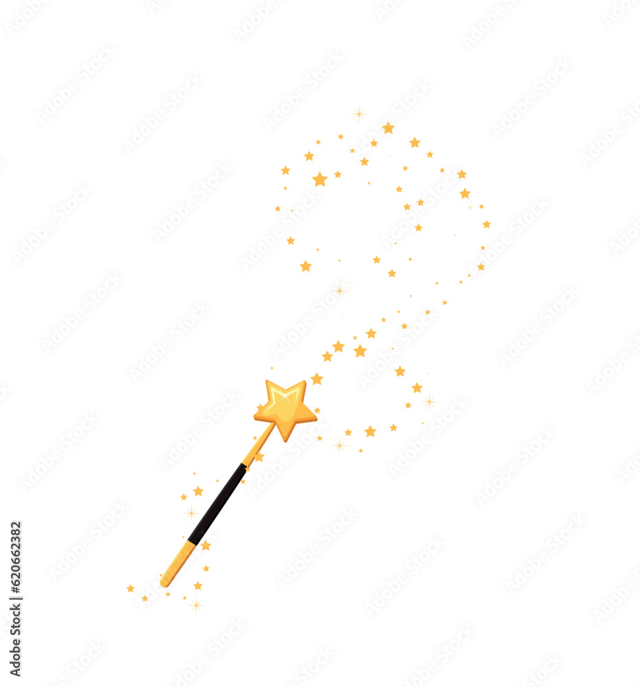 Decorative magic wand with a magic trace. Star shape magic accessory ...