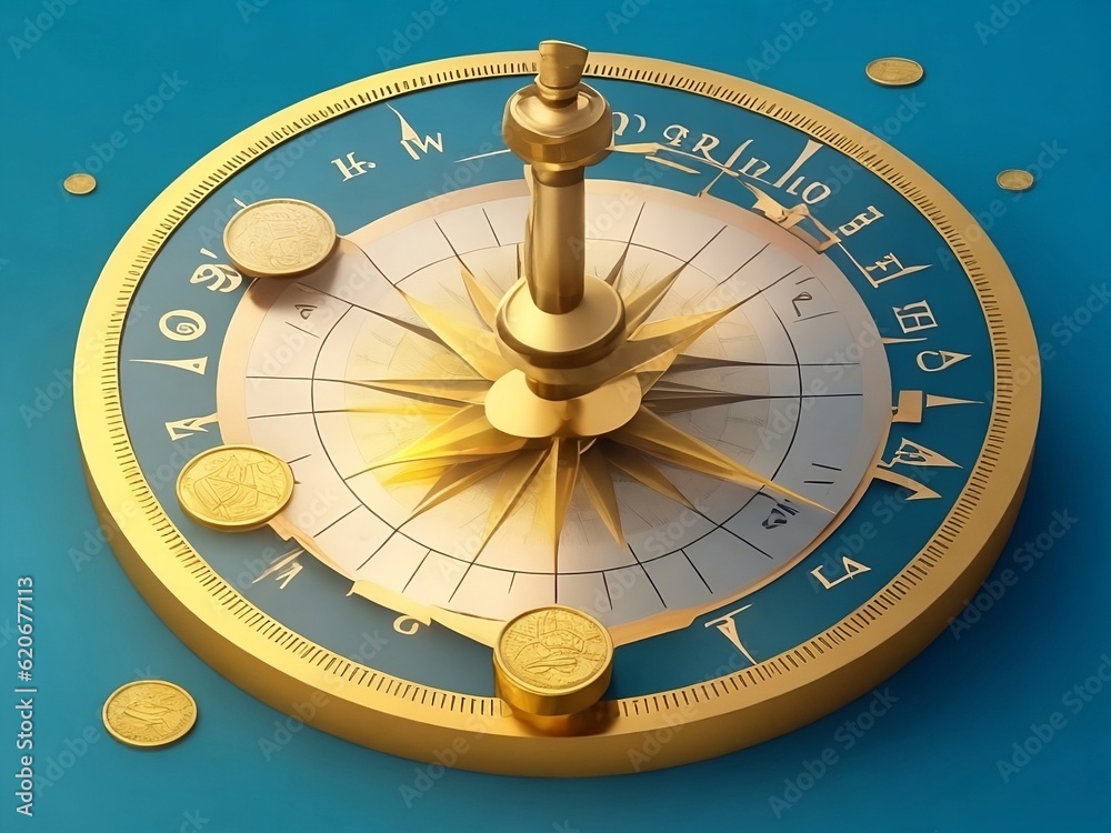 Money Compass: Inspiring AI art featuring a coin-centered compass ...