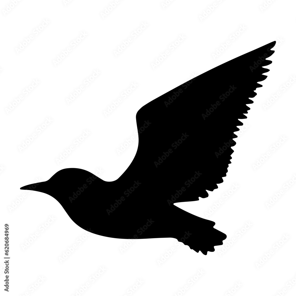 Bird flying silhouette isolated. Vector illustration Stock Vector ...