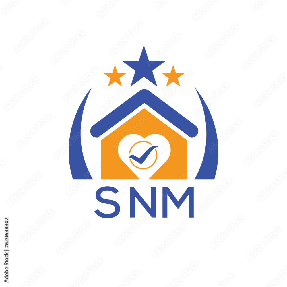SNM House logo Letter logo and star icon. Blue vector image on white ...